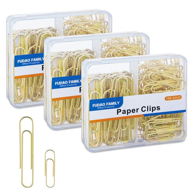 300pcs Gold Paper Clips Assorted Sizes, Large Paper Clips, Small Paper ...