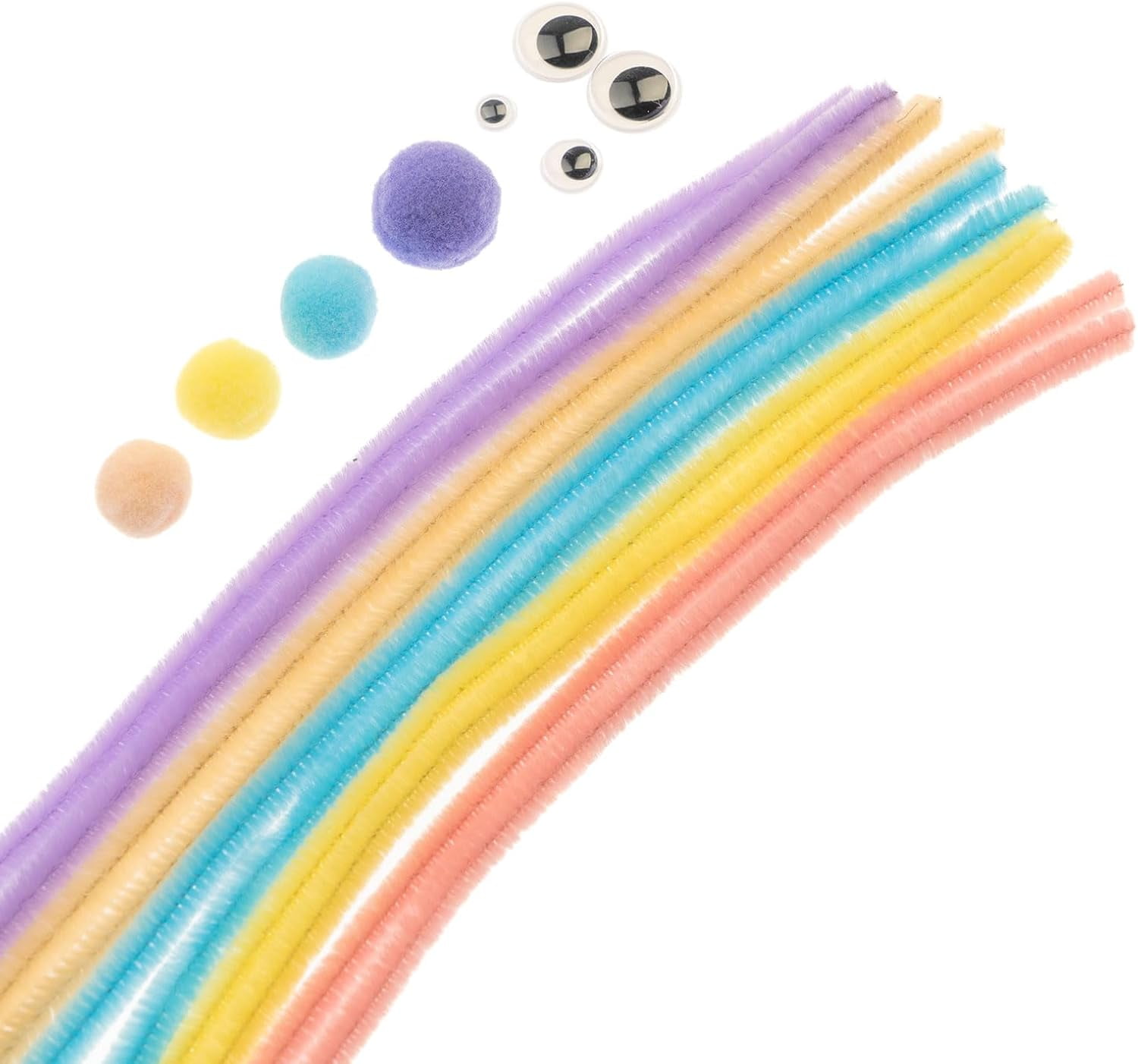 300pcs John Bead Craft Pack Pastel Mix Pipe Cleaners for Crafts Pompoms ...
