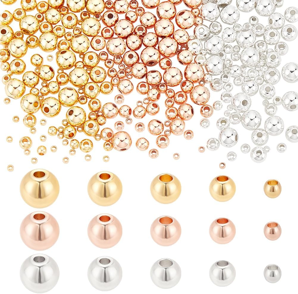 300pcs Spacer Beads 5 Sizes Round Beads 3 Color Waist Beads Long ...