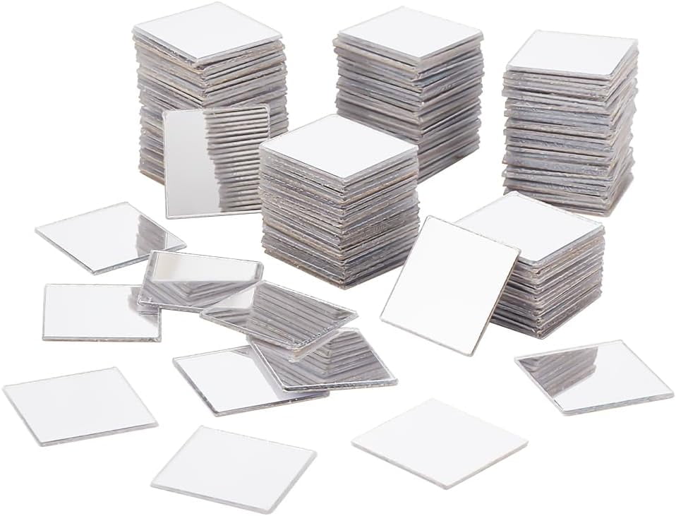 300pcs Square Mosaic Tiles 20mm Mini Mirror Tiles Self Adhesive Mirror ...