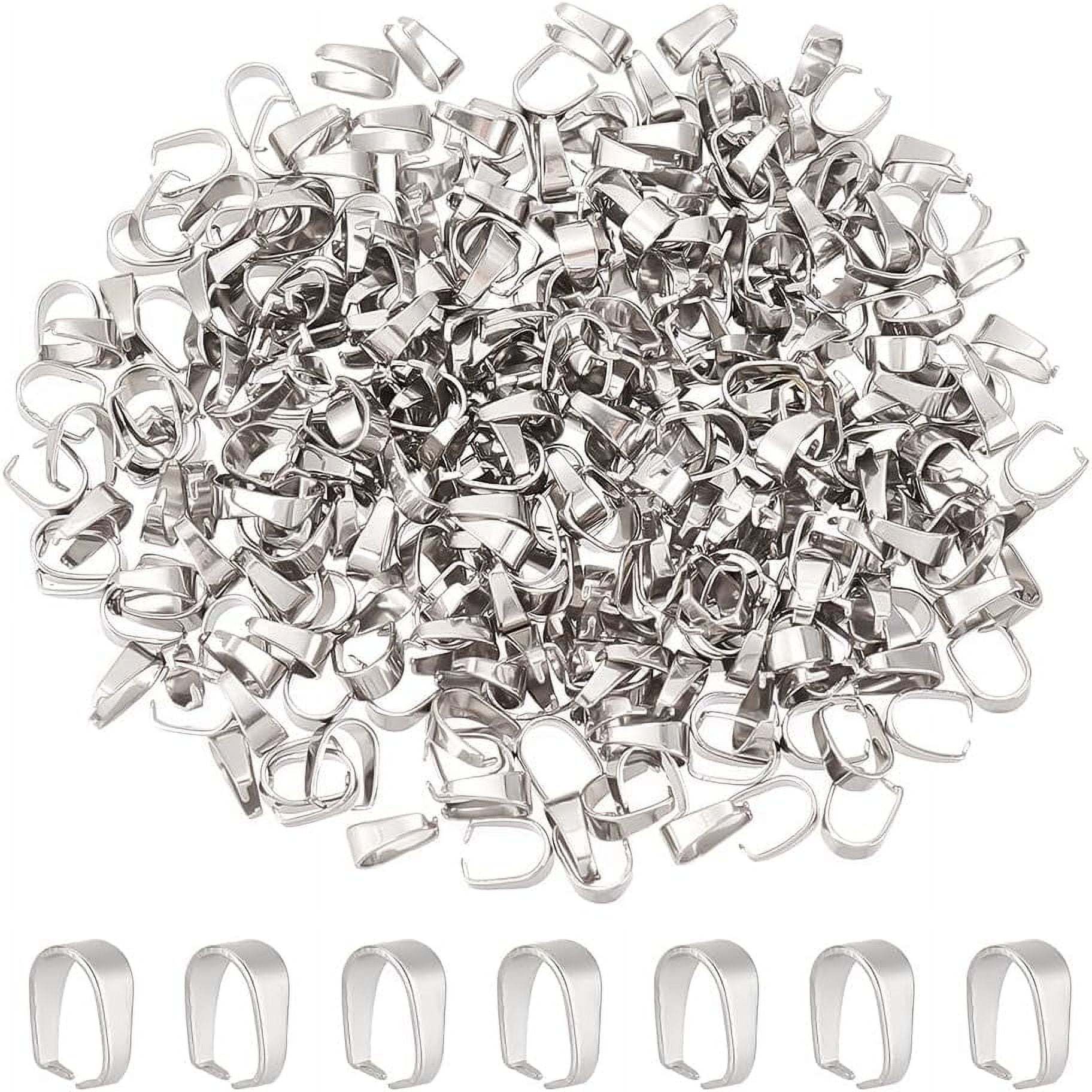 300pcs Stainless Steel Snap on Bails Pinch Bails Pendant Bails ...