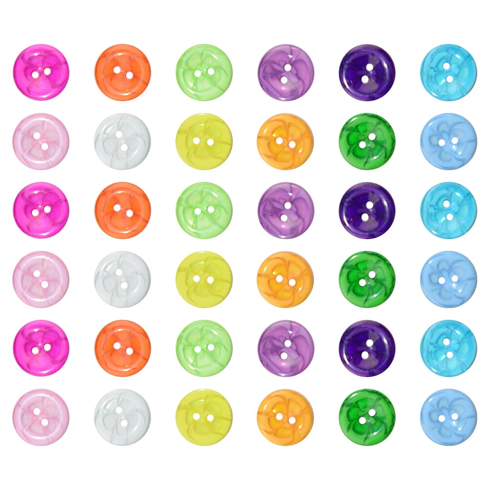 300pcs Translucent Two Holes Buttons Flower Buttons Kids DIY Handcraft ...