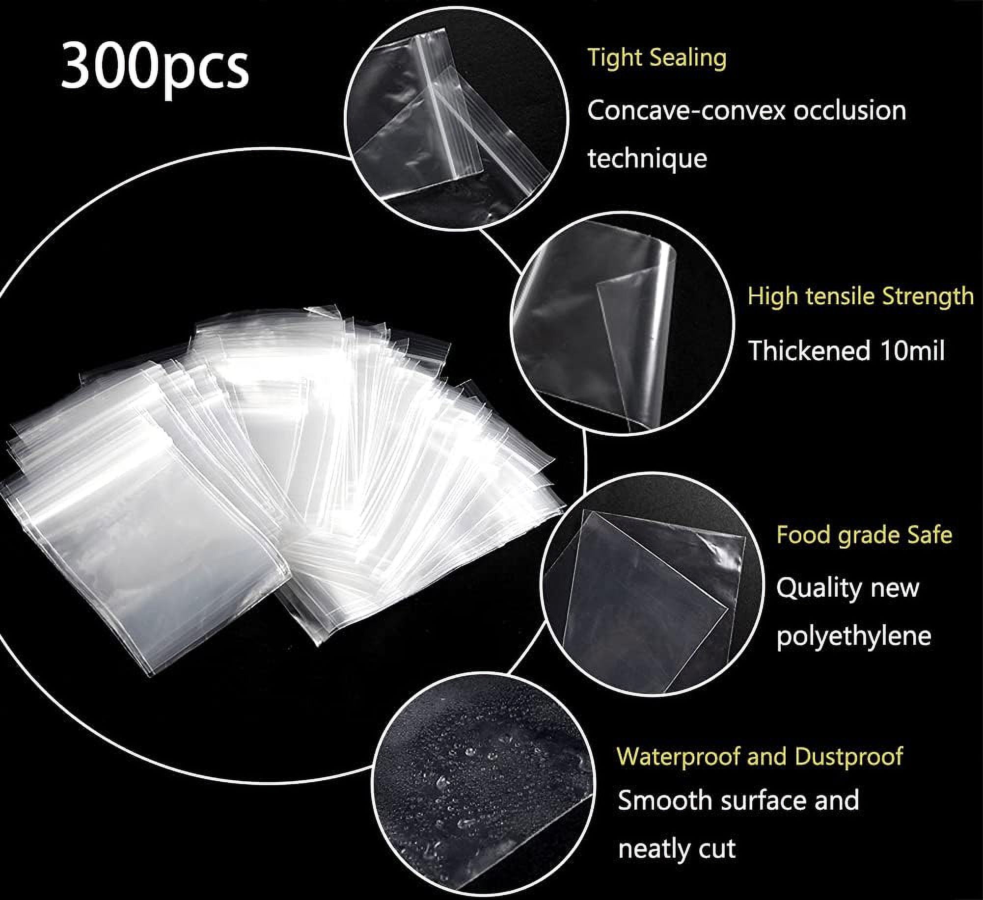 300pcs Ziplock Bags Baggies Small Clear Plastic Bags: Storage Pouches ...