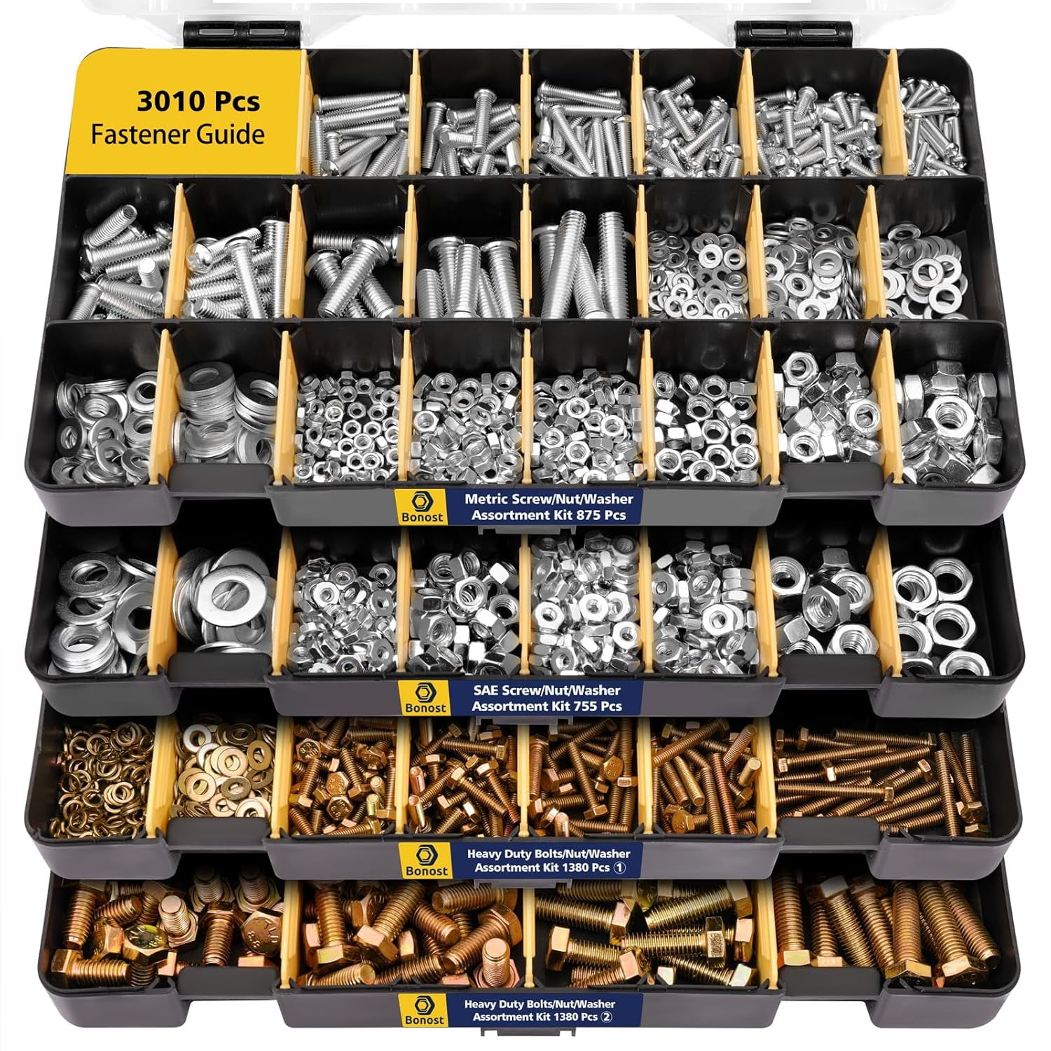 3010pcs Hardware Assortment Kit with Assorted SAE & Metric Phillips ...