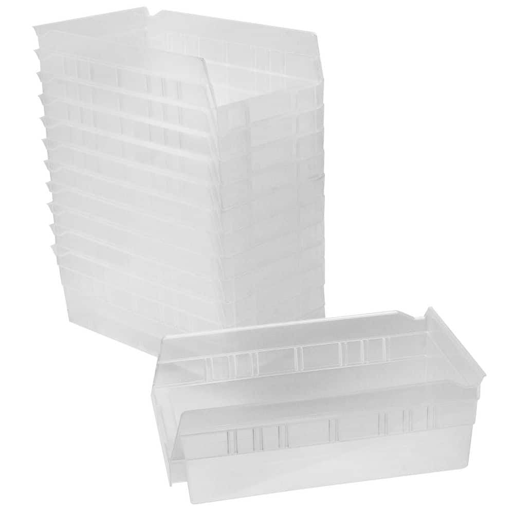 30130 Plastic Stackable Shelf Bins, 12 in. x 6-1/2 in. x 4 in. Clear ...