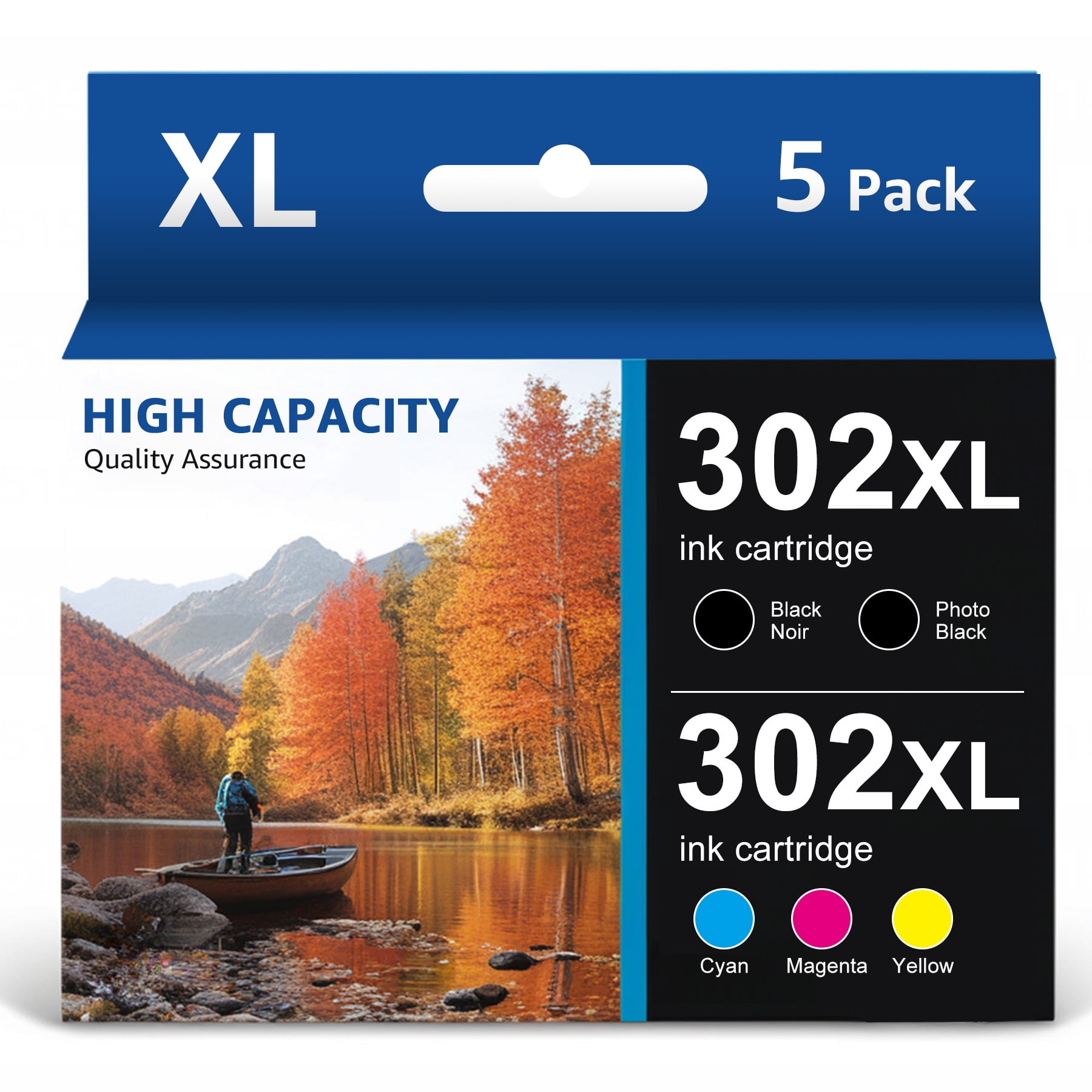 Epson 302XL Ink Cartridges 5-Pack for XP-6000/XP-6100, Black, Photo Black, Cyan, Magenta, Yellow ...