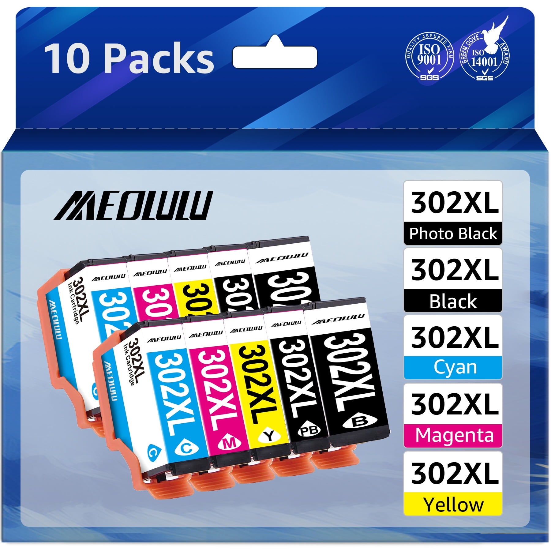 Epson 302XL Ink Cartridge 10 Pack for XP-6100, XP-6000 (2 Black, 2 ...