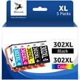 FITU WORK 302XL Ink Cartridges 5-Pack for Epson XP-6000 XP-6100 Printer ...
