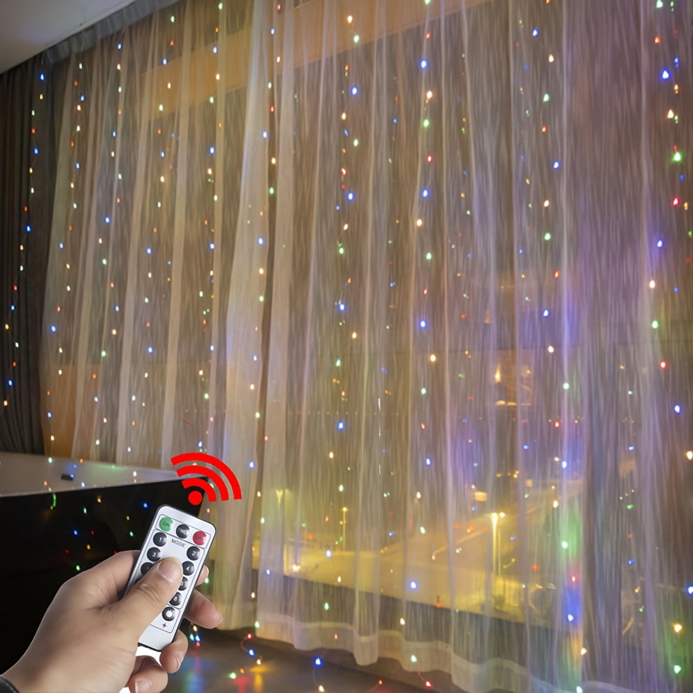 302 LED Curtain String Lights, Fairy String Lights with 8 Light Modes ...
