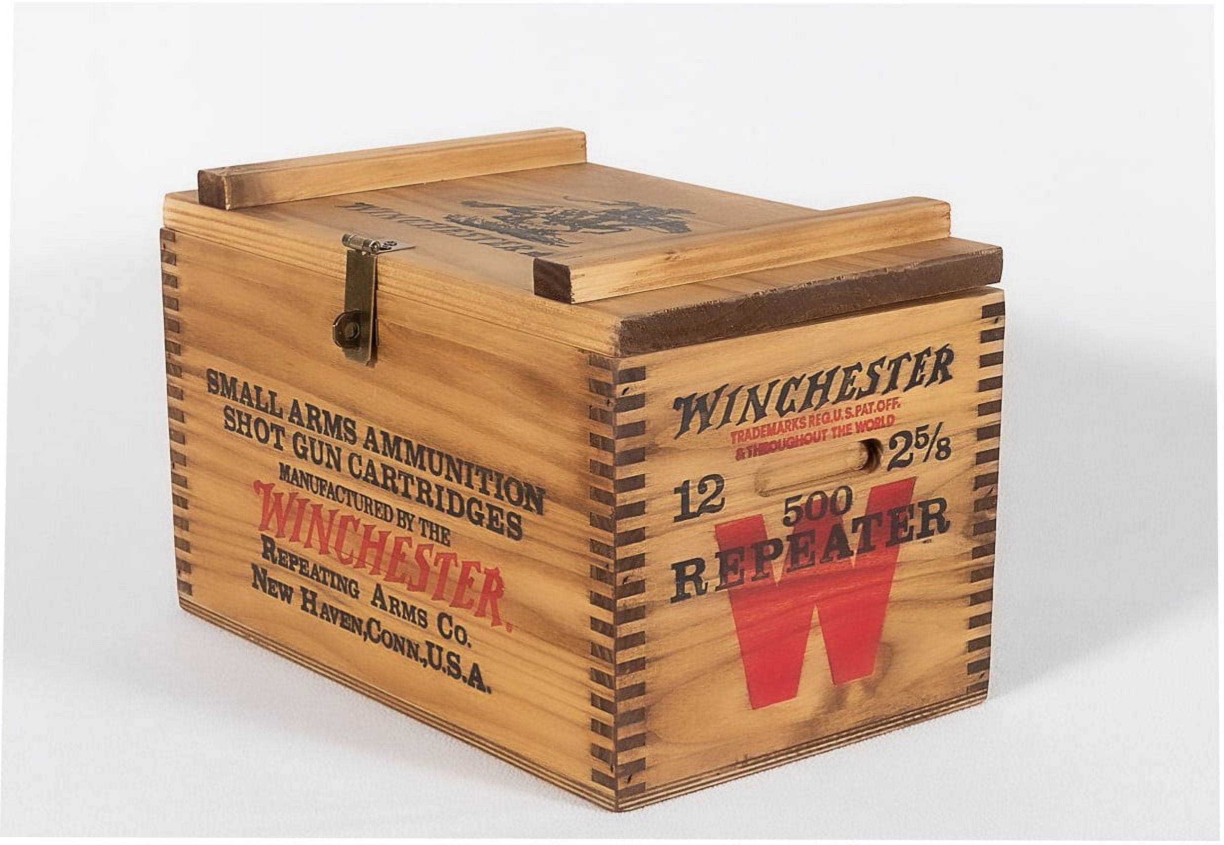 Winchester Wooden Ammo Box, Handcrafted Pine, Holds 500 Shells, Hinged ...