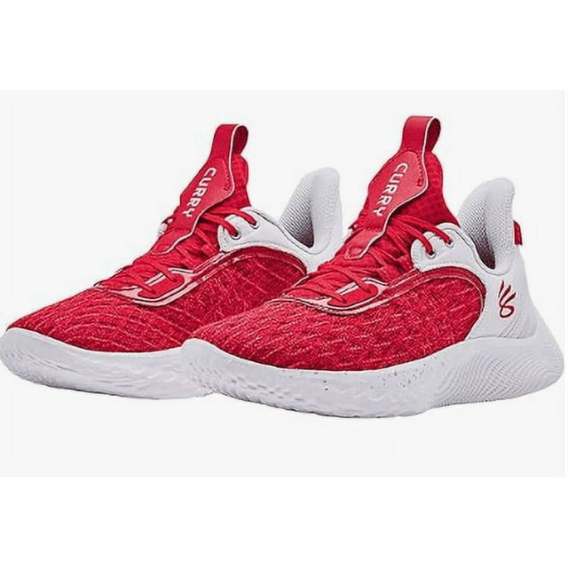 3025631 Under Team Curry 9 Basketball Shoe Unisex White/Red 100 M14 W15 ...