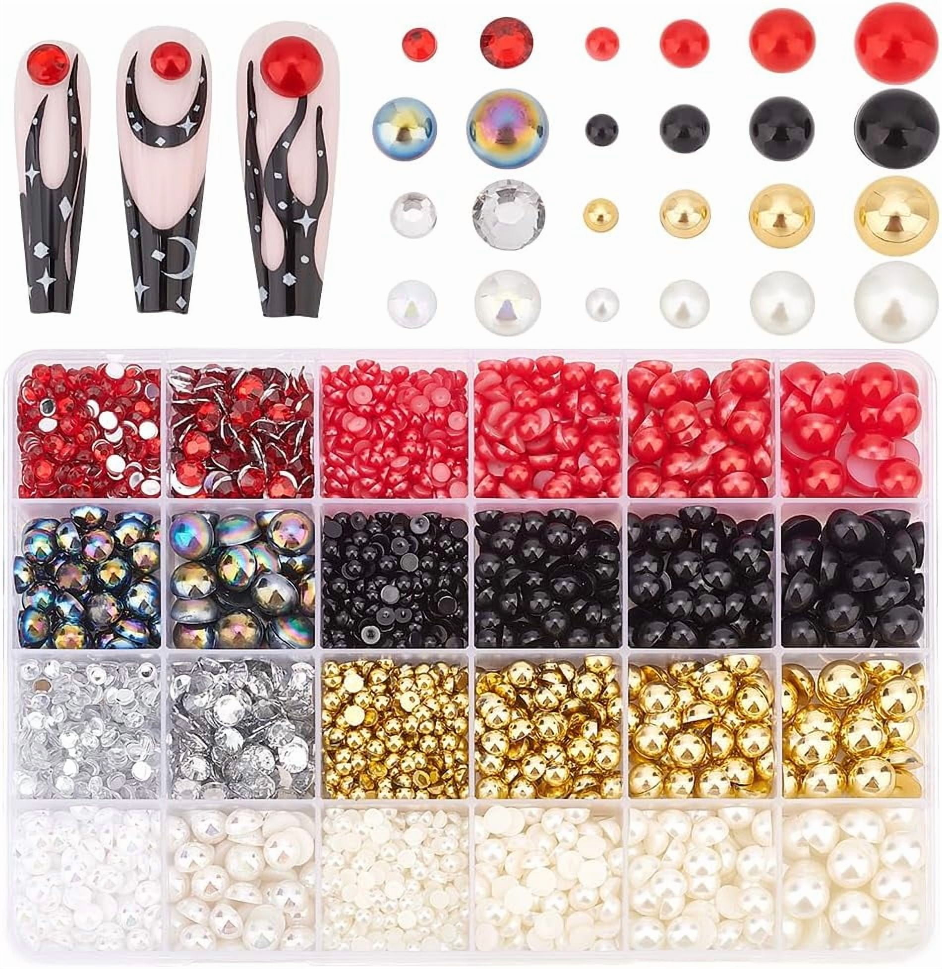 3025PCS Flat Back Half Pearls Rhinestones 24 Style Flatback Round ...