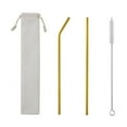 304 Colored Stainless Steel Straws Portable Set, Reusable, Gold, for ...