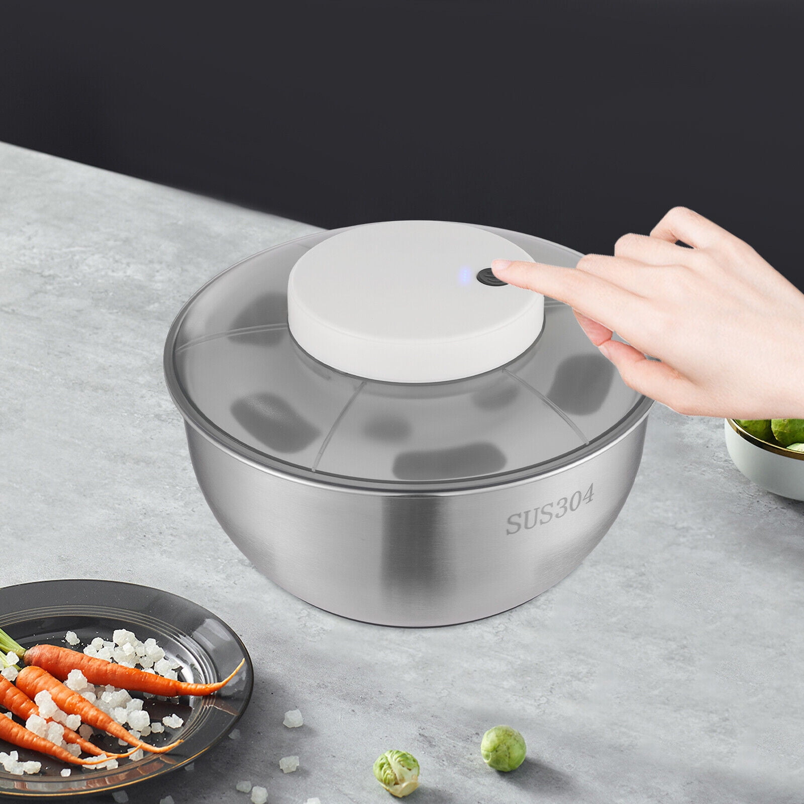 304 Electric Salad Spinner Fruit Vegetable Washer Dryer Vegetable ...