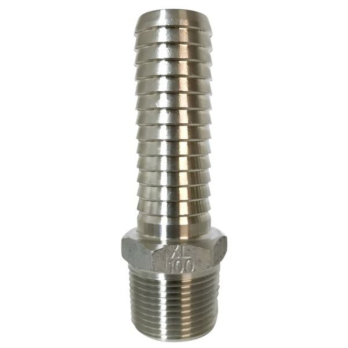 304 Extra Long Stainless Steel Male Adapter, 1 1/4" MPT x 1 1/4" Barb ...