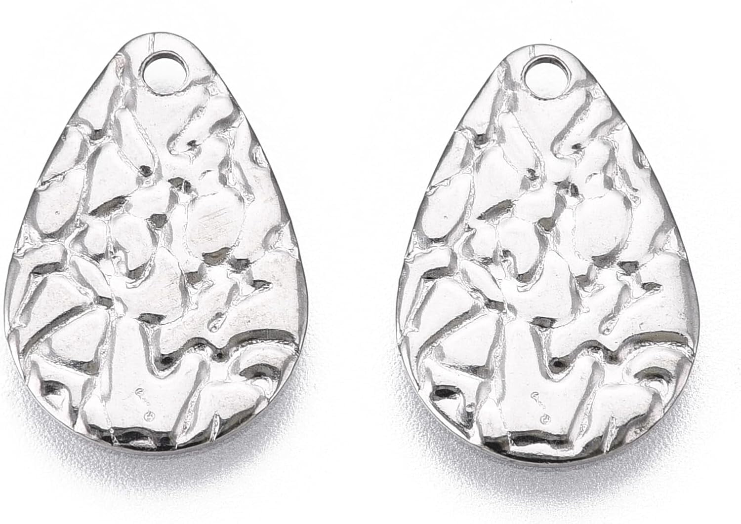 304 Stainless Steel 20pcs Textured Stainless Steel Teardrop Tag ...