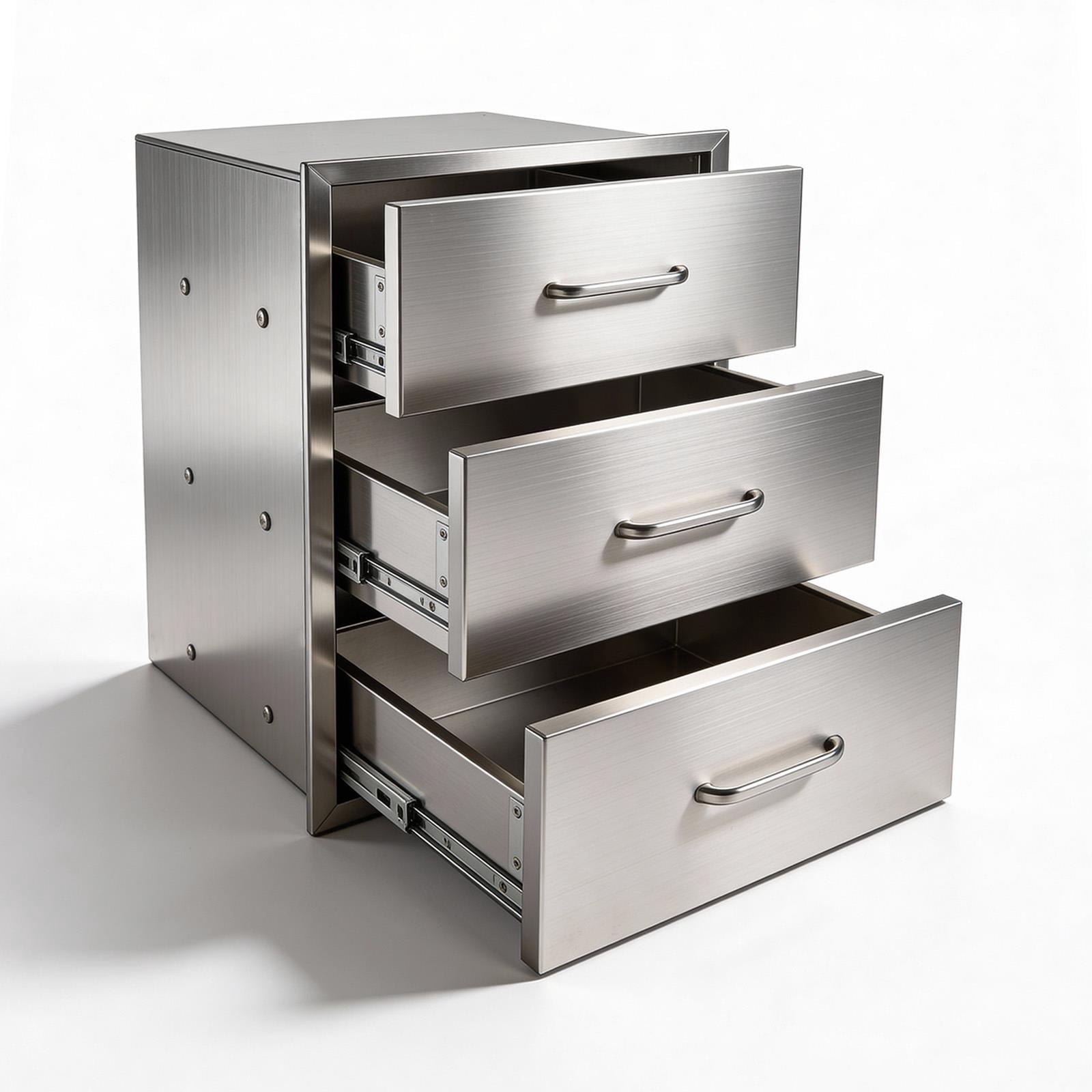 304 Stainless Steel 3-Drawer Storage Cabinet, 18x23x23in, Soundless ...