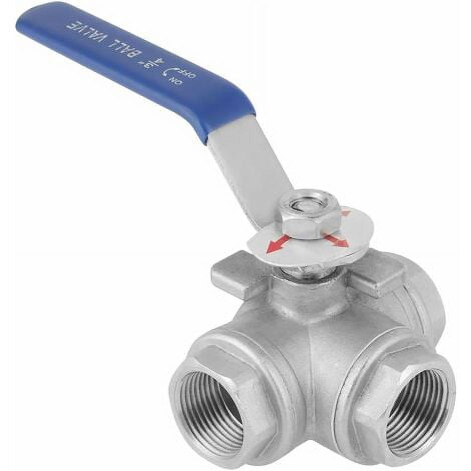 304 Stainless Steel 3 Way Ball Valve 3/4" DN20 Female T Type Valve with ...