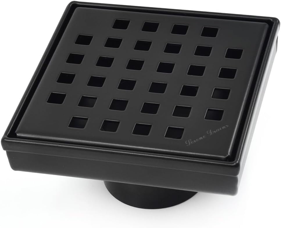 304 Stainless Steel 4 Inch Square Matte Black Shower Drain Kit for Tile ...