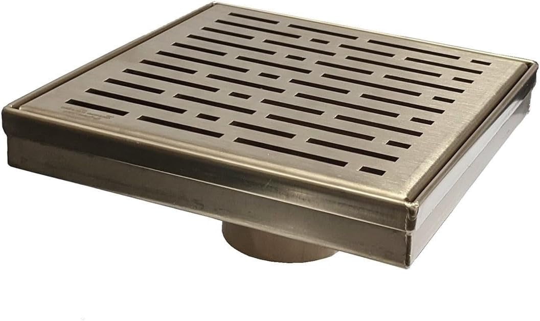 304 Stainless Steel 6 Inch Square Brushed Gold Shower Drain Kit Brass ...