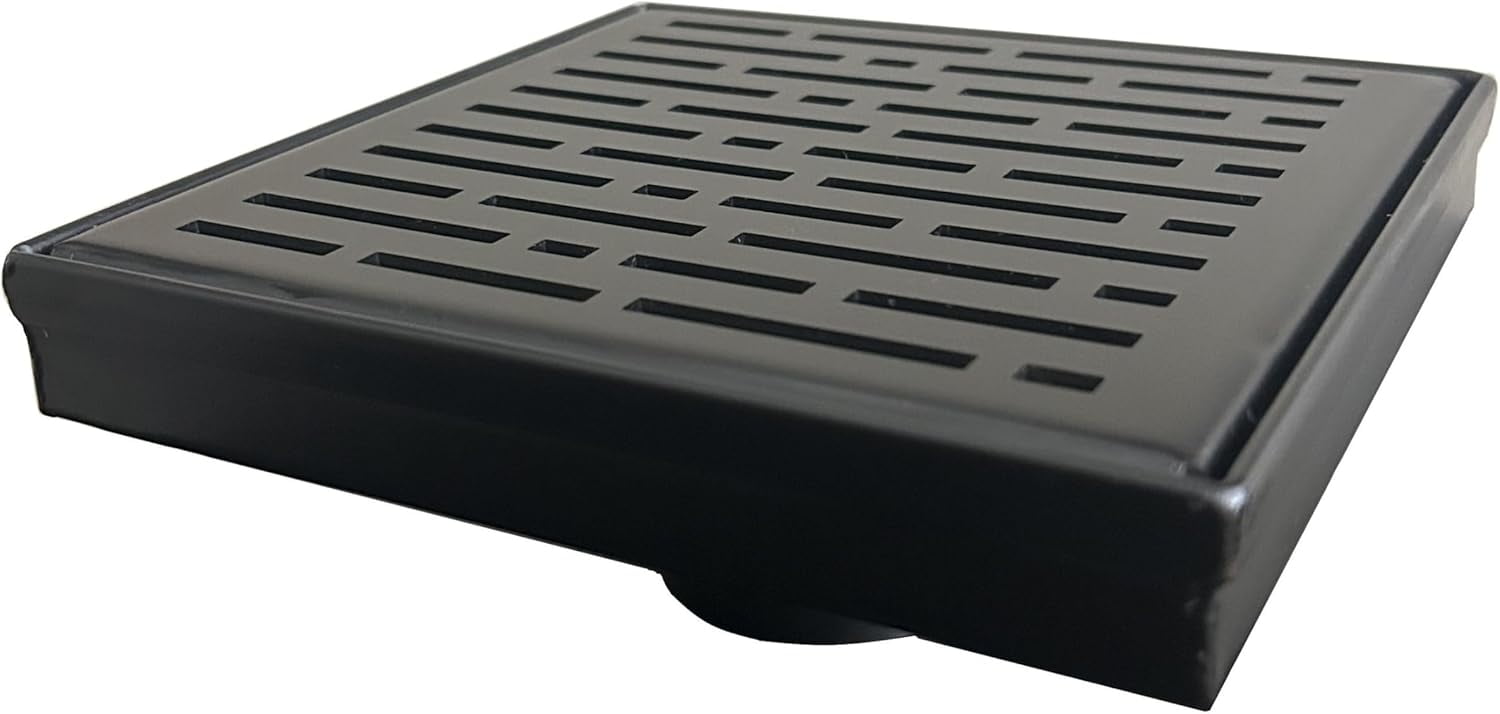 304 Stainless Steel 6 Inch Square Matte Black Shower Drain Kit for Tile ...