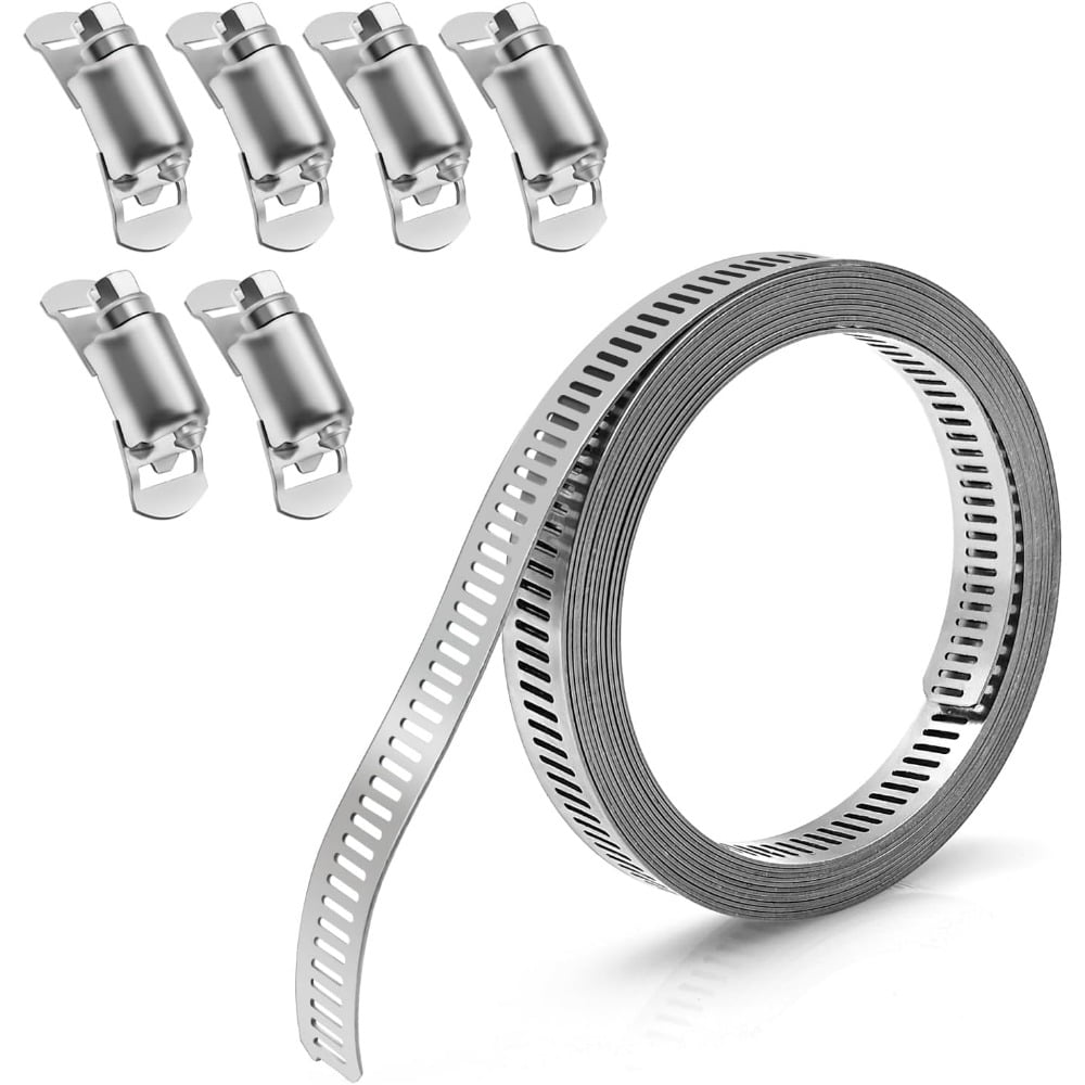 304 Stainless Steel 9.85 FT Worm Gear Hose Clamps, Cut-To-Fit ...