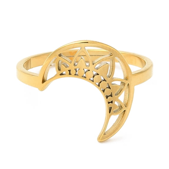 304 Stainless Steel Adjustable Rings Moon Golden Size 6(16.5mm ...
