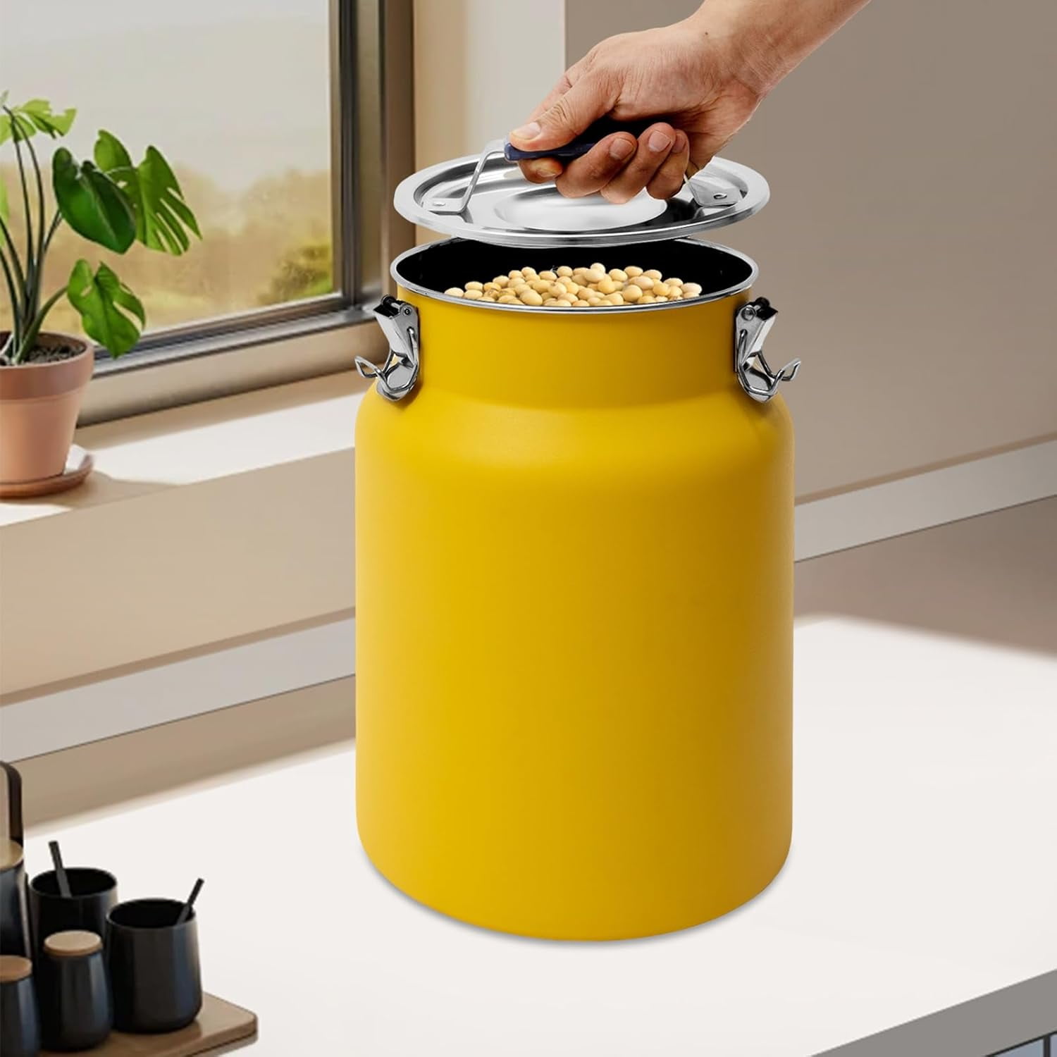 304 Stainless Steel Airtight Canister, 3.17Gal/12L Canisters Container ...