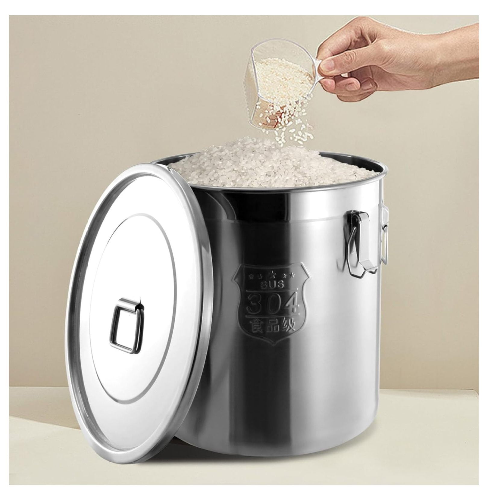 304 Stainless Steel Airtight Canister Airtight Cereal Container Food ...