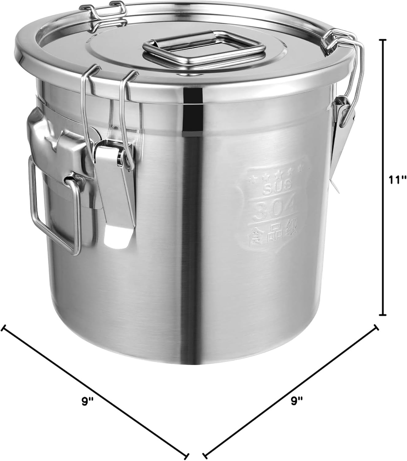 304 Stainless Steel Airtight Canister for Kitchen, 3.2Gal/405oz Flour ...
