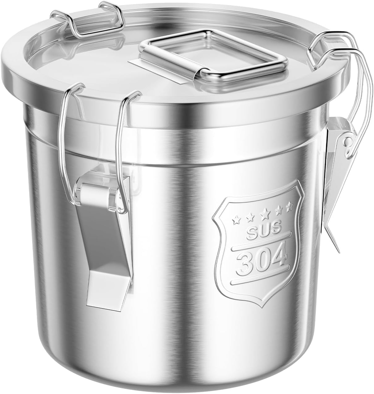 304 Stainless Steel Airtight Canister for Kitchen, 6L Stainless Steel Canisters with Airtight ...