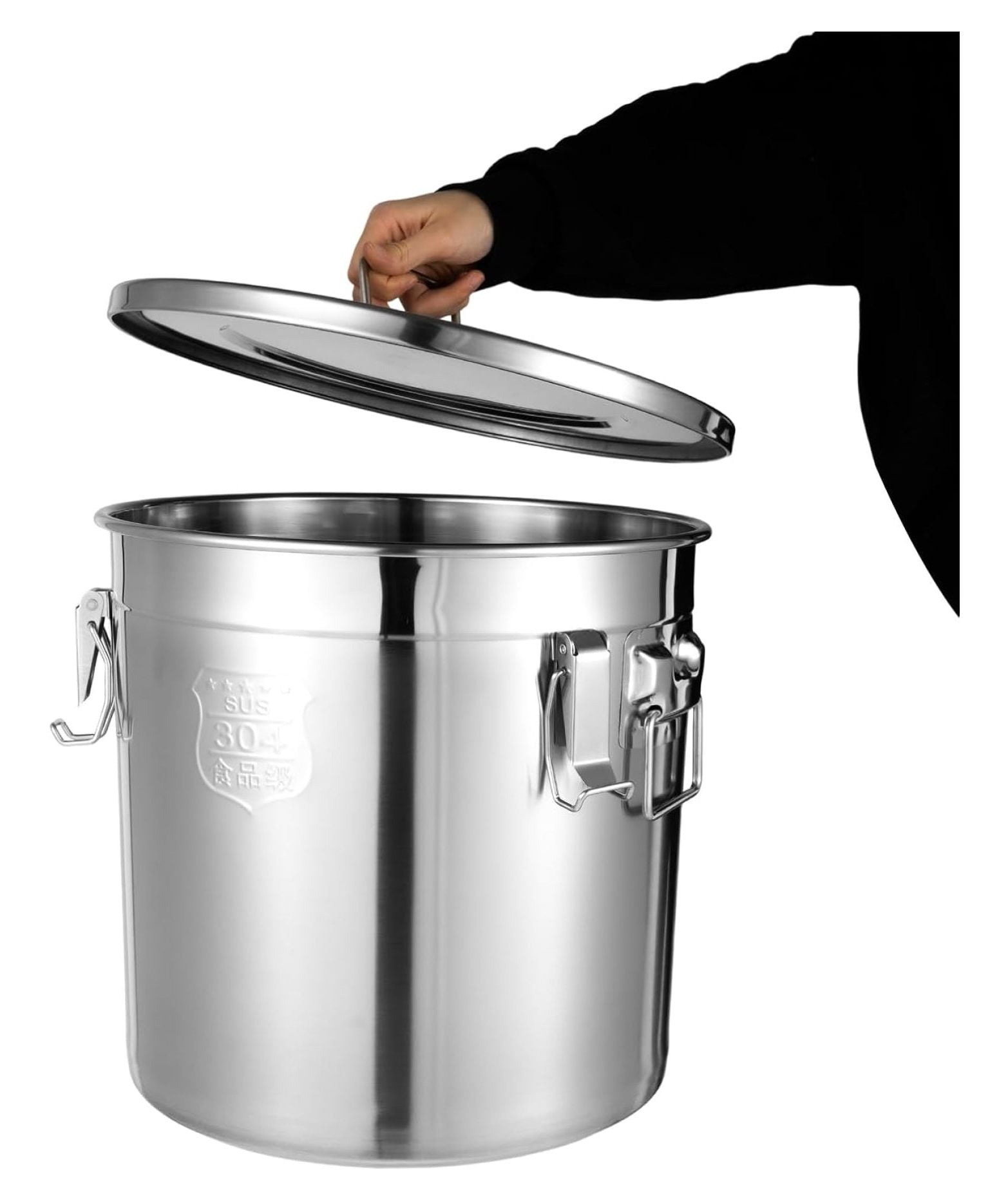 304 Stainless Steel Airtight Canister for Kitchen, Rice Cereal Grain Canisters Container, Metal ...