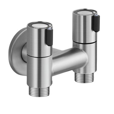 Brass 2-Way Connector Faucet Water-tap Dual Shut-off Valve Controls ...