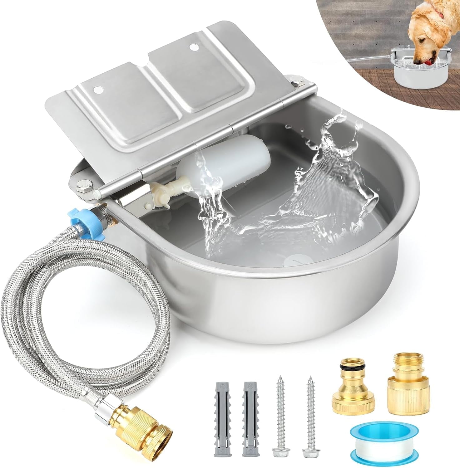 304 Stainless Steel Automatic Dog Water Bowl Dispenser with Float ...