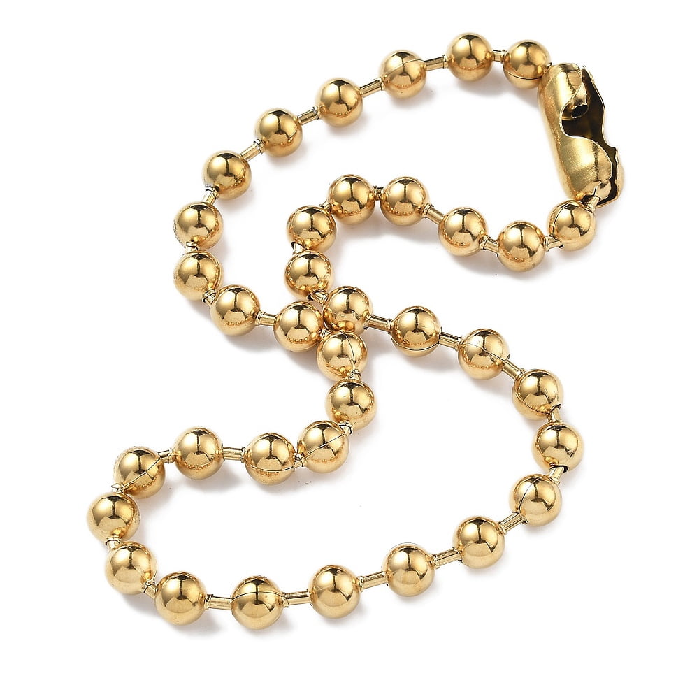 304 Stainless Steel Ball Chain Necklaces PVD Vacuum Plating Golden 17. ...