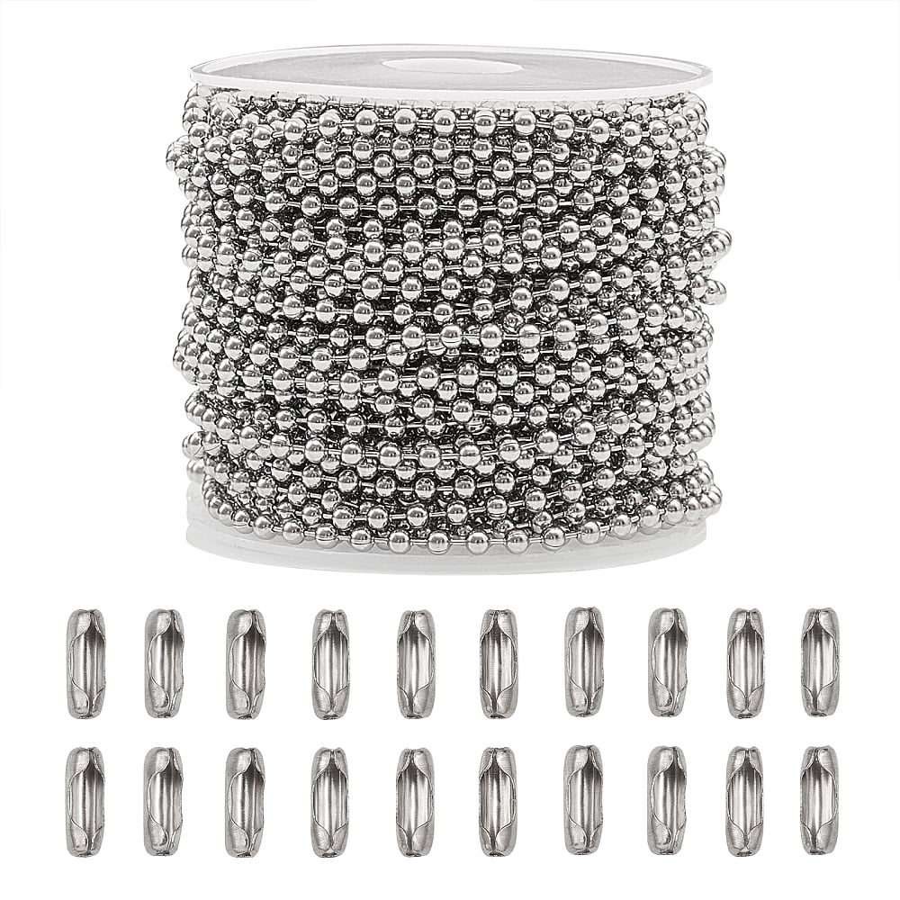304 Stainless Steel Ball Chains Stainless Steel Color 2.4mm 10m/roll ...