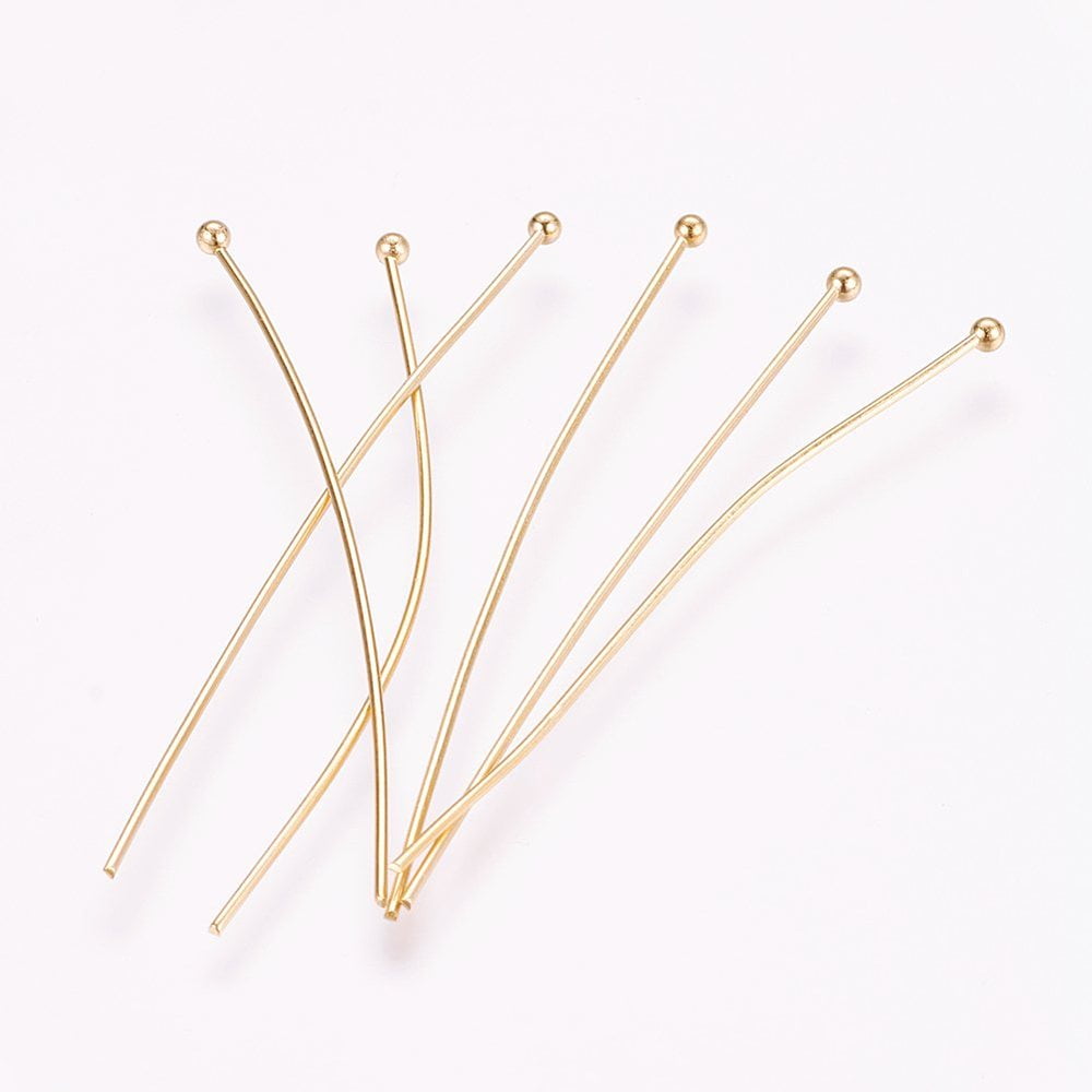 304 Stainless Steel Ball Head Pins Real 18K golden Plated 30x0.5mm ...