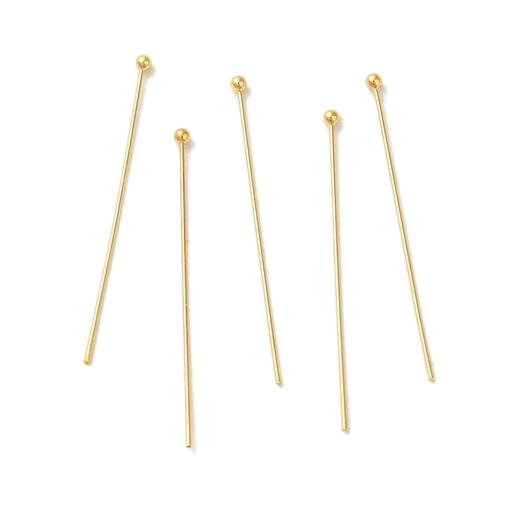 304 Stainless Steel Ball Head Pins Real 18K golden Plated 40x0.6mm Head ...