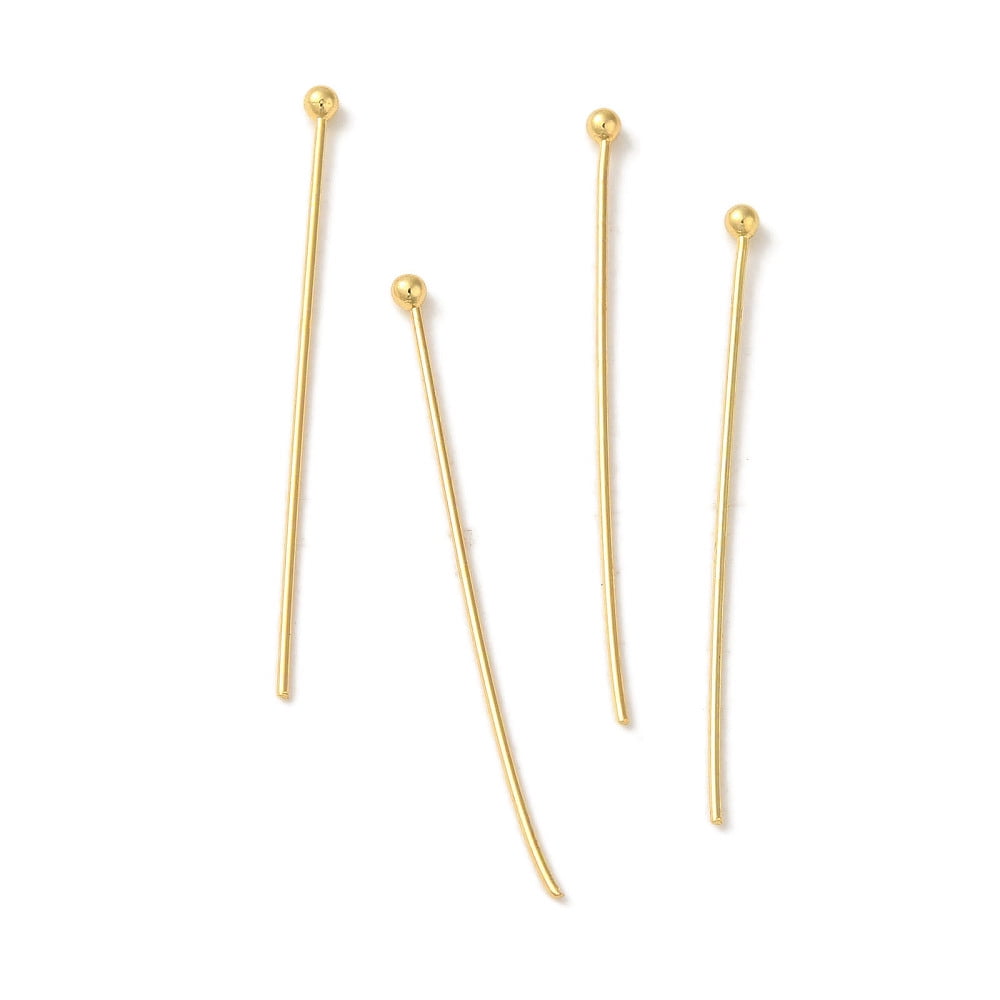 304 Stainless Steel Ball Head Pins Real 18K golden Plated 40x0.7mm Head ...