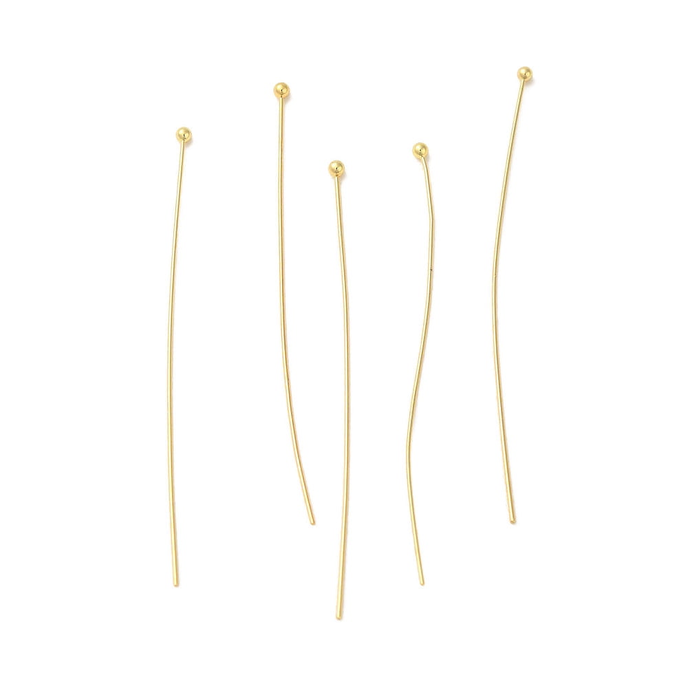 304 Stainless Steel Ball Head Pins Real 18K golden Plated 60x0.5mm Head ...
