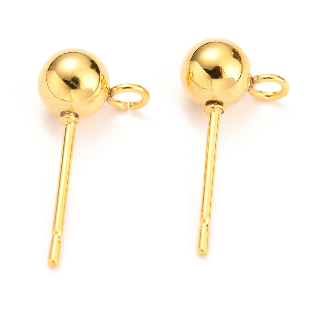 304 Stainless Steel Ball Post Stud Earring Findings with Loop and 316 ...