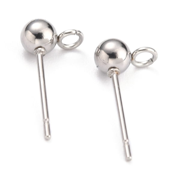 304 Stainless Steel Ball Post Stud Earring Findings with Loop and 316 ...
