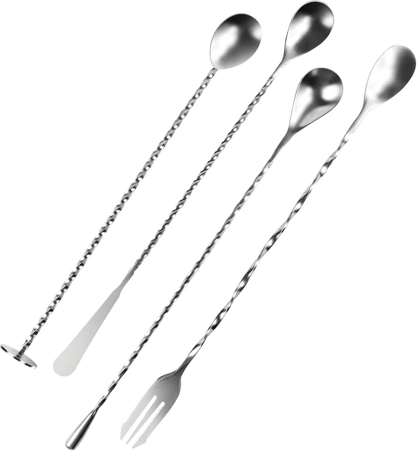 304 Stainless Steel Bar Mixing Spoon Stirrers Long Handle Spiral ...