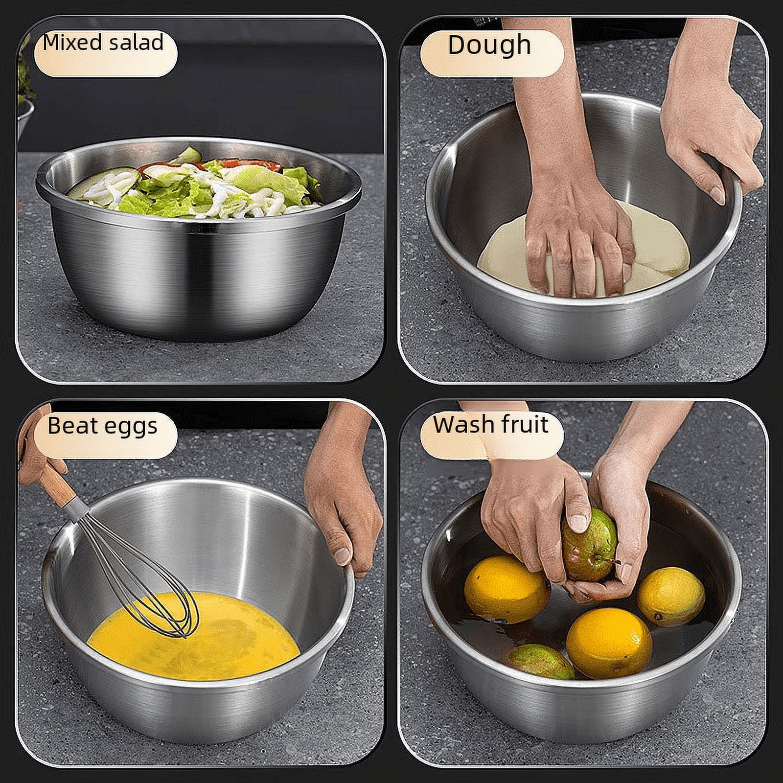 304 Stainless Steel Basin Thickened Round Household Soup Basin Egg ...