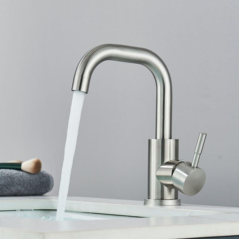 304 Stainless Steel Bathroom Basin Faucet Hot Cold Mixer Crane Sink ...