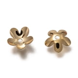 304 Stainless Steel Bead Caps 5-Petal Flower Real 18K Gold Plated 8x7 ...