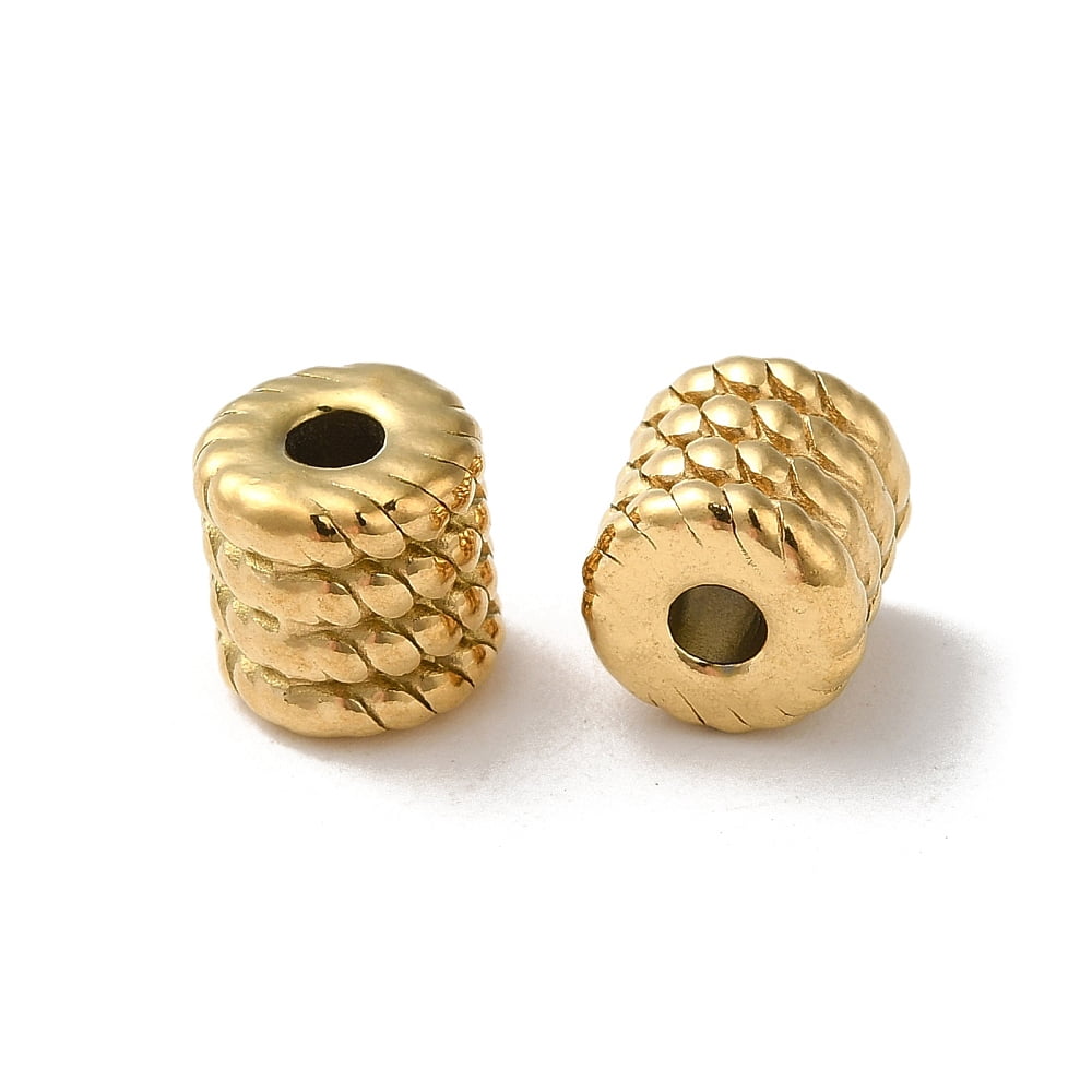 304 Stainless Steel Beads Column Real 18K golden Plated 7.5x7.5mm Hole ...