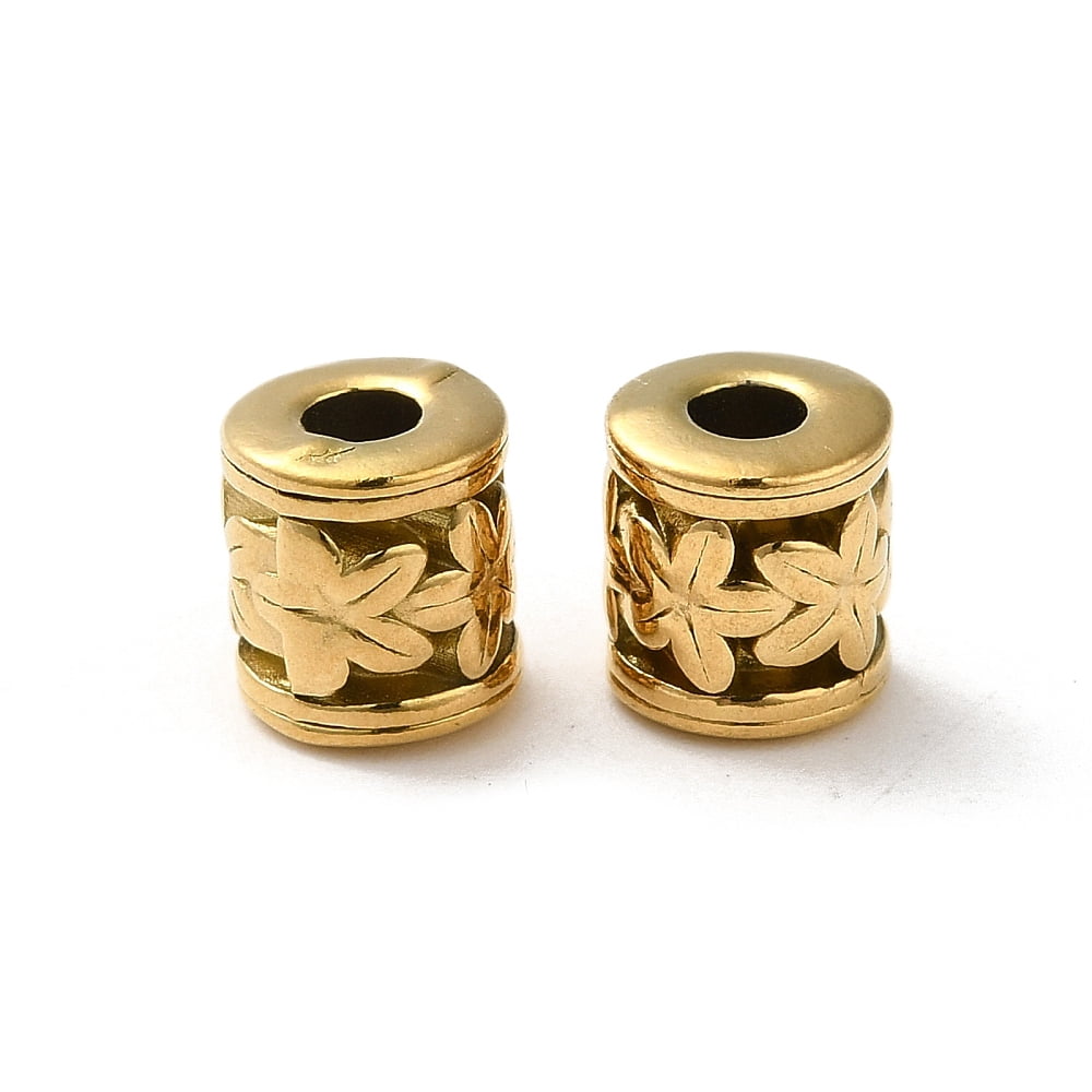 304 Stainless Steel Beads Column Real 18K golden Plated 7x6.5mm Hole: 2 ...