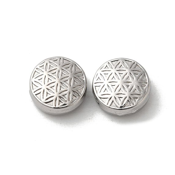 304 Stainless Steel Beads Flat Round Stainless Steel Color 9.5x4mm Hole ...