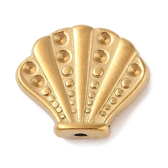 304 Stainless Steel Beads Golden Shell Shape 13.5x16x3.5mm Hole: 1.4mm ...